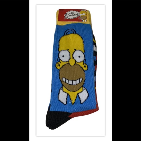 Hyp | Underwear & Socks | Homer Bart Simpson Crew Socks 2 Pair Men 62 Blue Yellow Red W Face ...